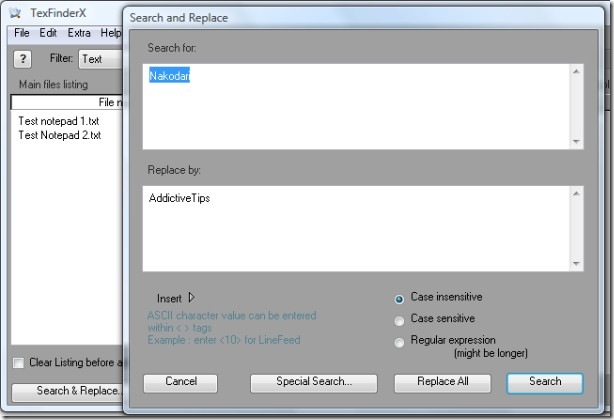 Find And Replace Text Inside Multiple Files Using TexFinderX