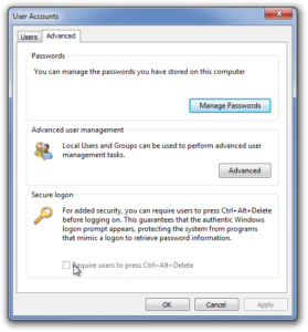 How To Enable/Disable Secure Logon In Windows 7