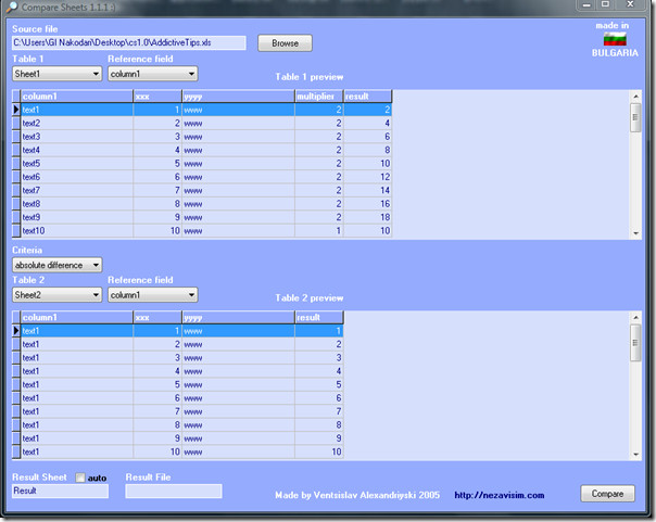 Compare Two Excel Tables