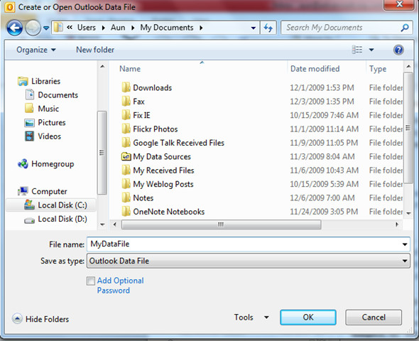 How To Create Data File In Outlook 2010