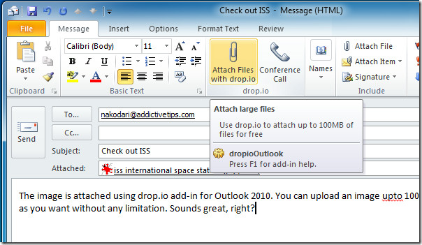 Outlook 2010 Attach Send Large Files With Drop io
