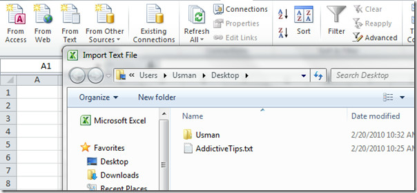 Import Document Text File Into Excel 2010 Work Sheet