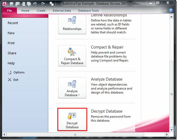 Password Protect Access 2010 Database (Encrypt / Decrypt) Password Protect Access 2010 Database (Encrypt / Decrypt)