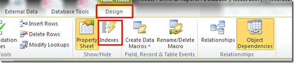 Create Table Index In Access 2010