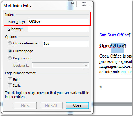 How To Index Word 2010 Document Text