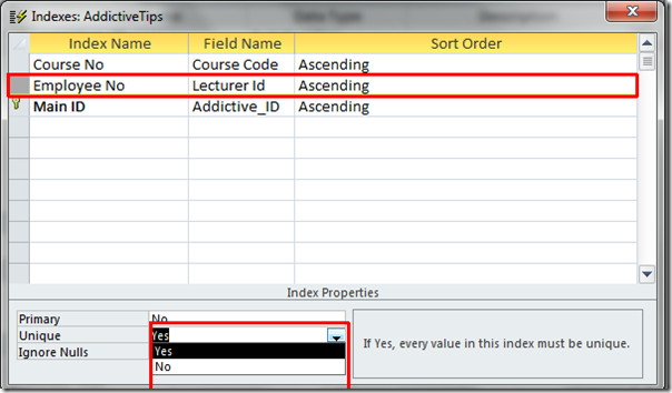 Create Table Index In Access 2010