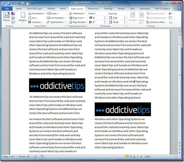Word 2010 Write In Columns Magazine Look 