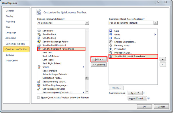 Directly Send Word 2010 Document To PowerPoint 2010