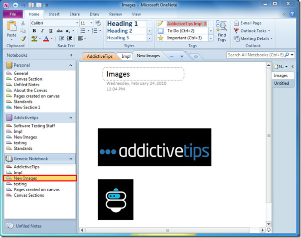 Insert Background In OneNote 2010 Note Sheet