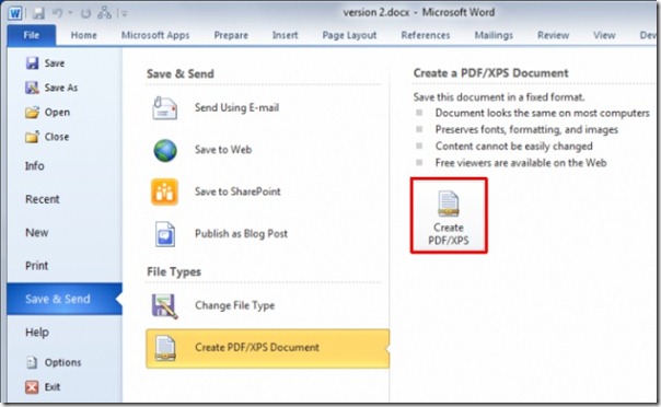 How To Convert Word 2010 Document Into PDF/XPS Format How To Convert Word 2010 Document Into PDF/XPS Format