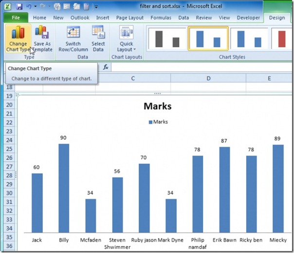 Change Chart Type In Excel 2010