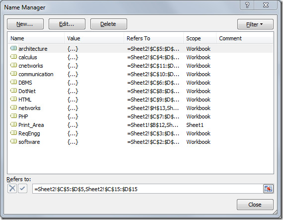 View All Existing Name Ranges In Excel 2010