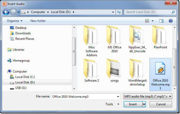 How To Insert Audio File In PowerPoint 2010 Presentation