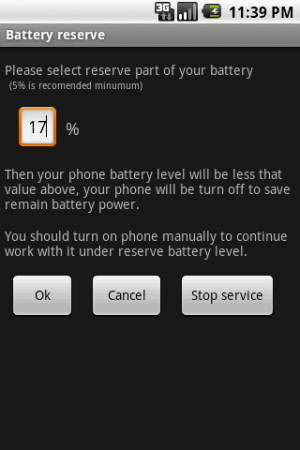 What is reserve battery level - rtsspecial
