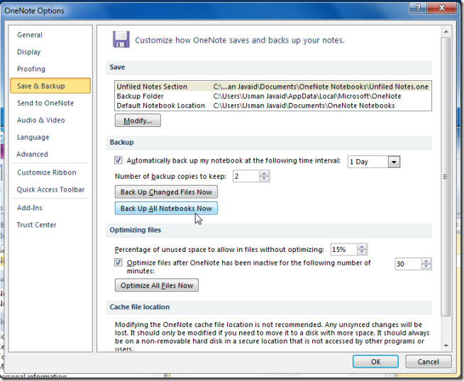 How To Backup All OneNote 2010 Notebooks