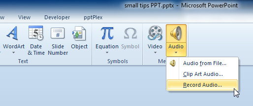 Record Audio In PowerPoint 2010 Presentation