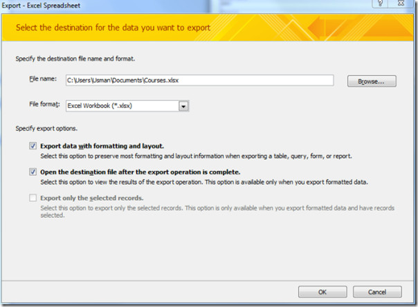 Access 2010 Quickly Export Table To Excel Spreadsheet