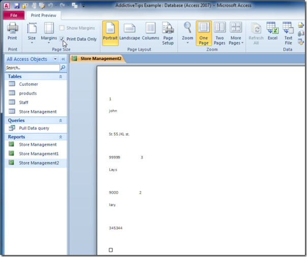 How To Print Only Access 2010 Reports Data