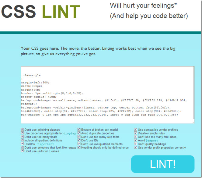 Find Basic Errors In Your CSS Code With CSS Lint