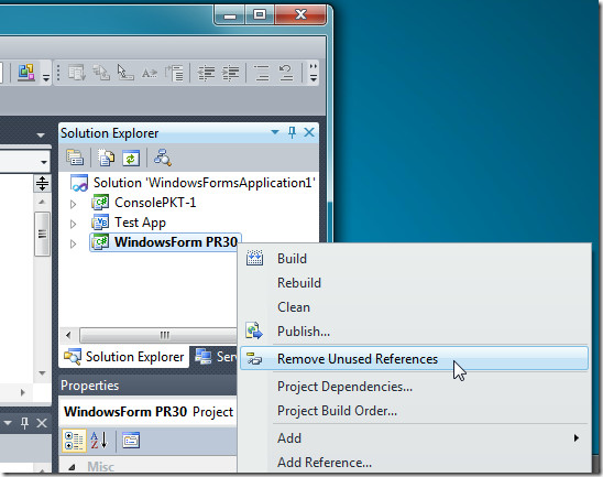 How to Remove Unused References in Visual Studio 2010 How to Remove Unused References in Visual Studio 2010
