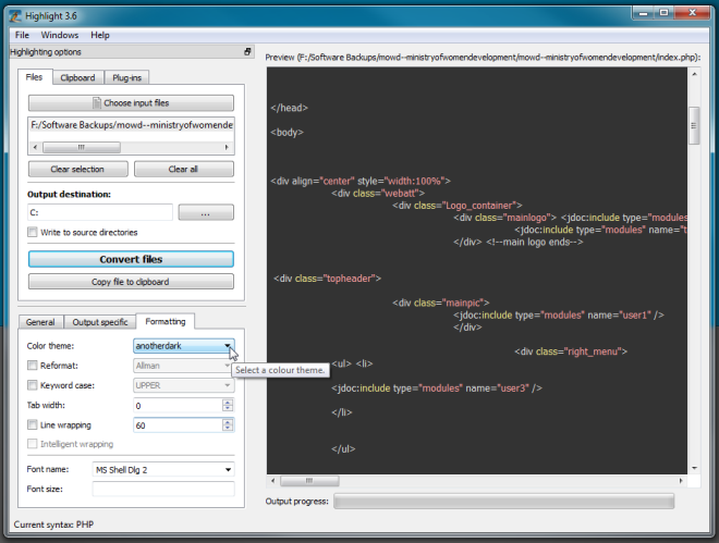 Highlight Convert Source Code Into Formatted Syntax Highlighted Text