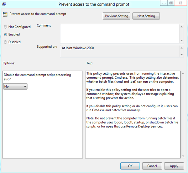 Disable Windows Cli And Command Prompt Script Processing In Windows 8 4181
