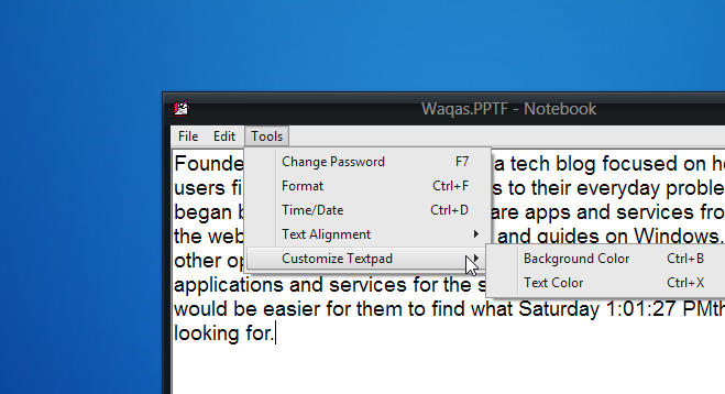 Create And Edit Password Protected Text Files With Notebook For Windows
