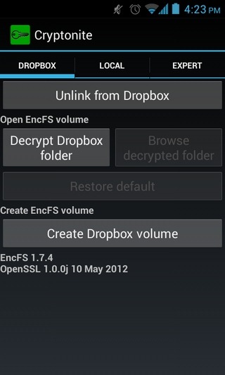 Cryptonite: EncFS & TrueCrypt Local, Cloud Data Encryption On Android