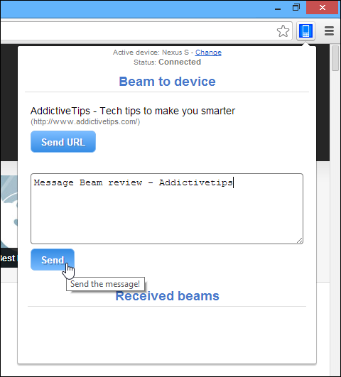 Exchange Text & URLs Between Android & Chrome With Message Beam