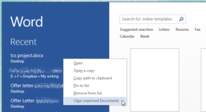 Clear The Recent Files List In MS Office Apps