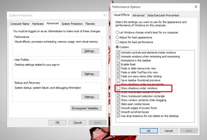 How To Enable Disable The Shadow In Windows 10