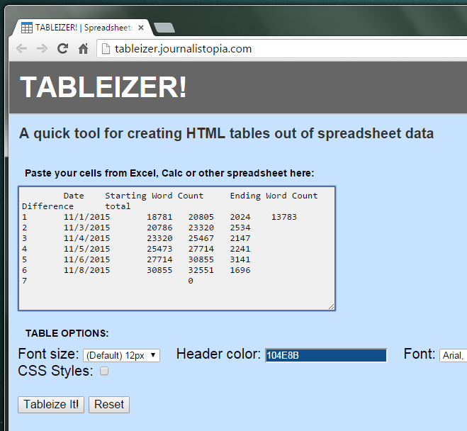 Copy Paste Spreadsheet Data And Convert It To HTML Tables