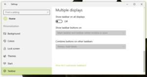 How To Show/Hide Taskbar On Multiple Displays In Windows 10
