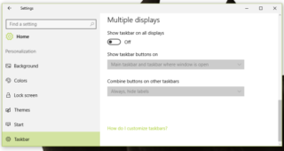 How To Show/Hide Taskbar On Multiple Displays In Windows 10