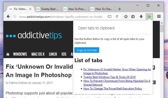 How To Copy The Title URL Of All Open Tabs In Firefox