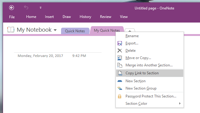 Bind The Action Center Note Button To A Section In OneNote Windows 10 