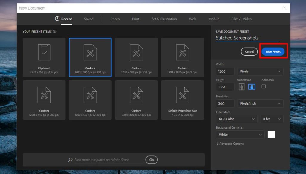 How To Create A Custom Canvas Preset In Photoshop