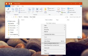 Enable 'Open Command Window Here' in Windows 10 Explorer