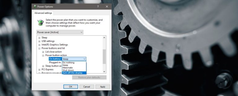 Windows 10: Power Button to Turn Off the Display
