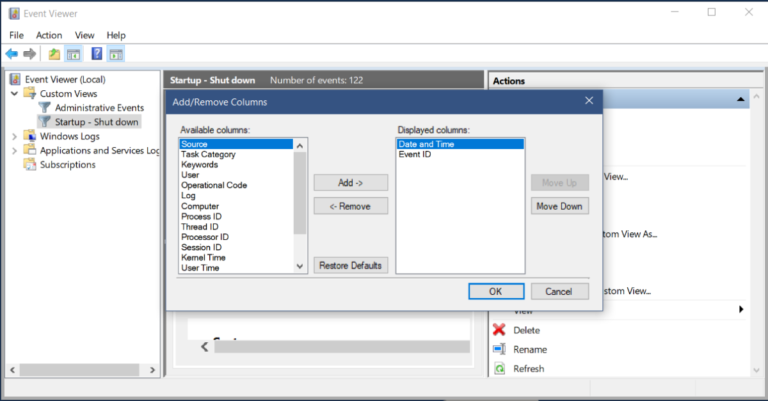 How To Log Startup And Shut Down Times In Windows