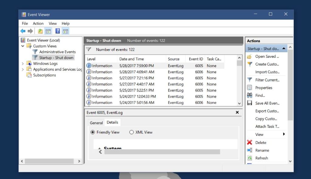 How To Log Startup And Shut Down Times In Windows