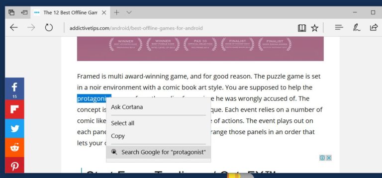 How To Add 'Search Google For' In Microsoft Edge Context Menu