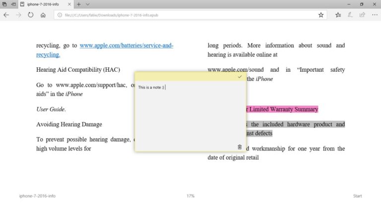 Highlight Text and Add Notes with Microsoft Edge