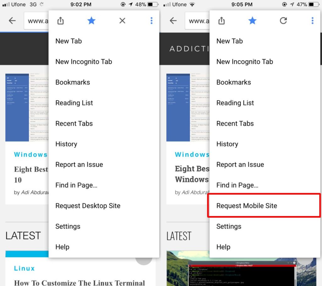 How To Request The Mobile Site In Chrome Mobile