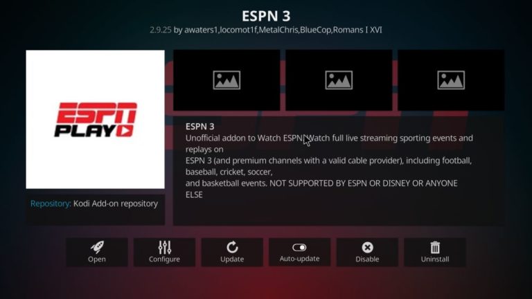 Install the ESPN 3 Add-on for Kodi - Watch Live Sports with ESPN 3