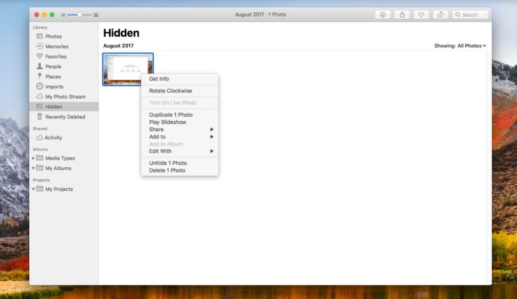 How To Show/Hide Photos In The Photos App In macOS