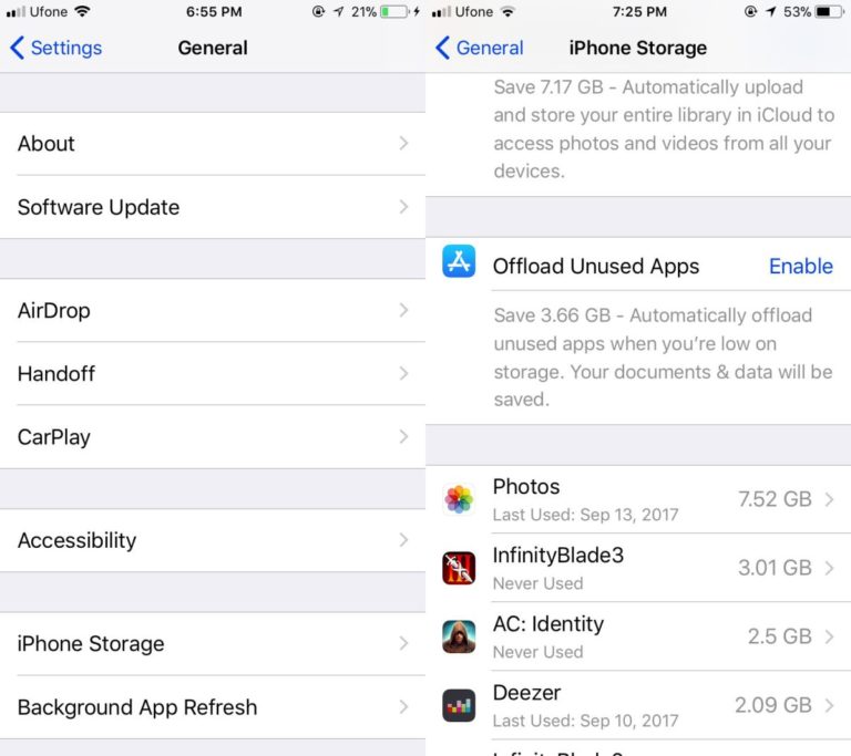 How To Offload Unused Apps In iOS 11