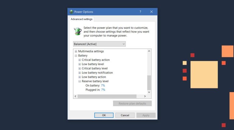 How To Change The Reserve Battery Level In Windows 10