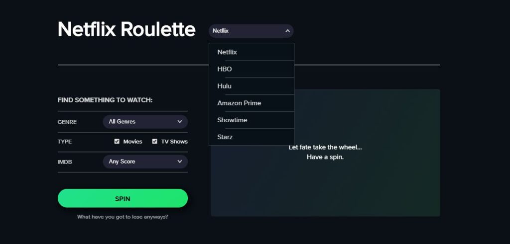 Find A Random Movie Or TV Show To Watch On Netflix, Hulu, HBO Go, Or ...