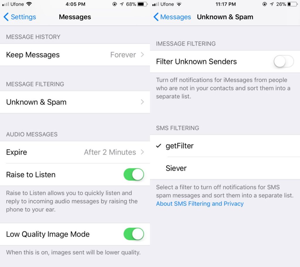 What Is SMS Junk In The Messages App In iOS 11